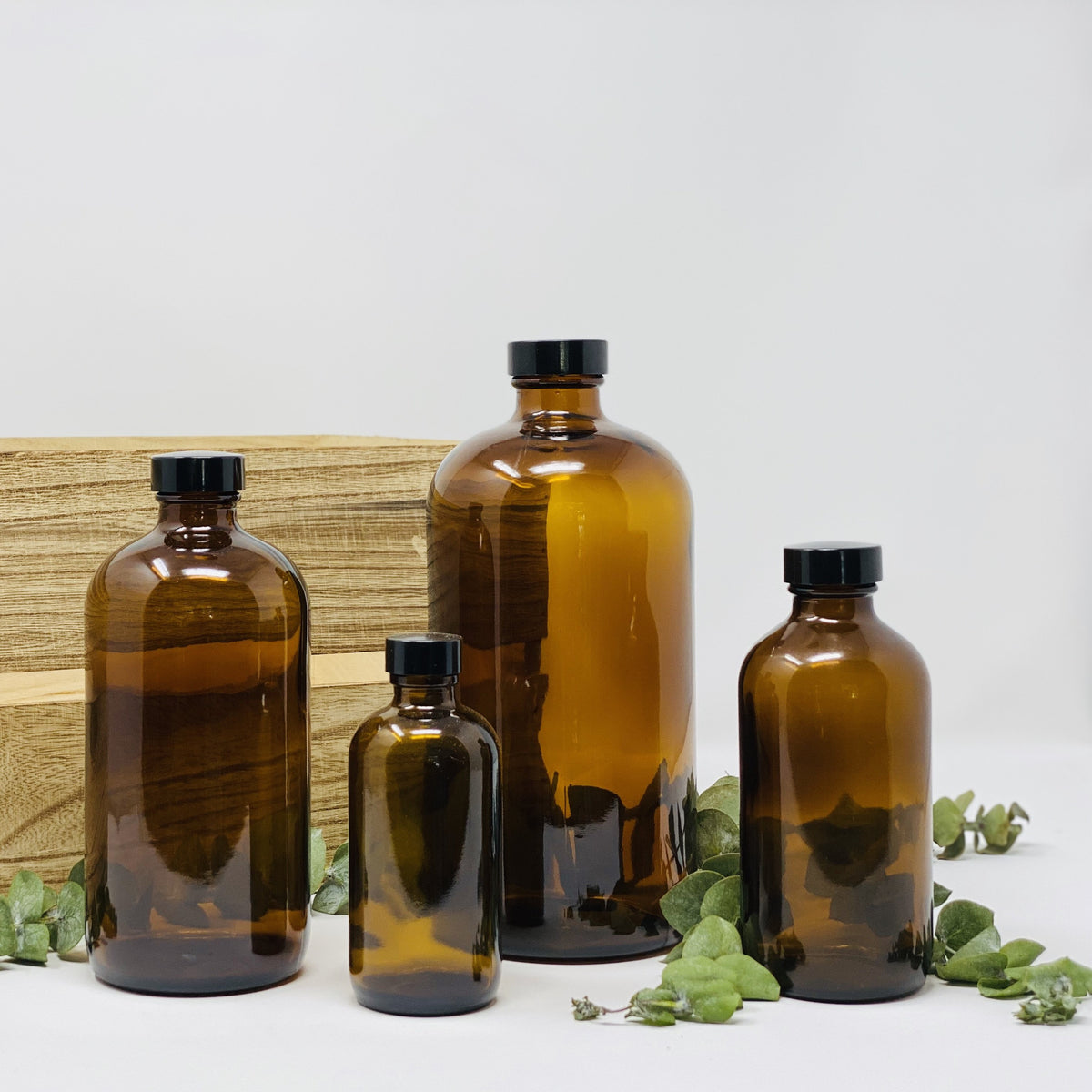 Low-waste + Sustainable | Amber Boston Round Glass Bottle – ASH ...